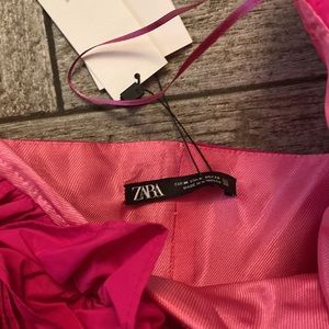 Zara | Tops | Zara Pink Voluminous Ruffle Asymmetric Top | Poshmark